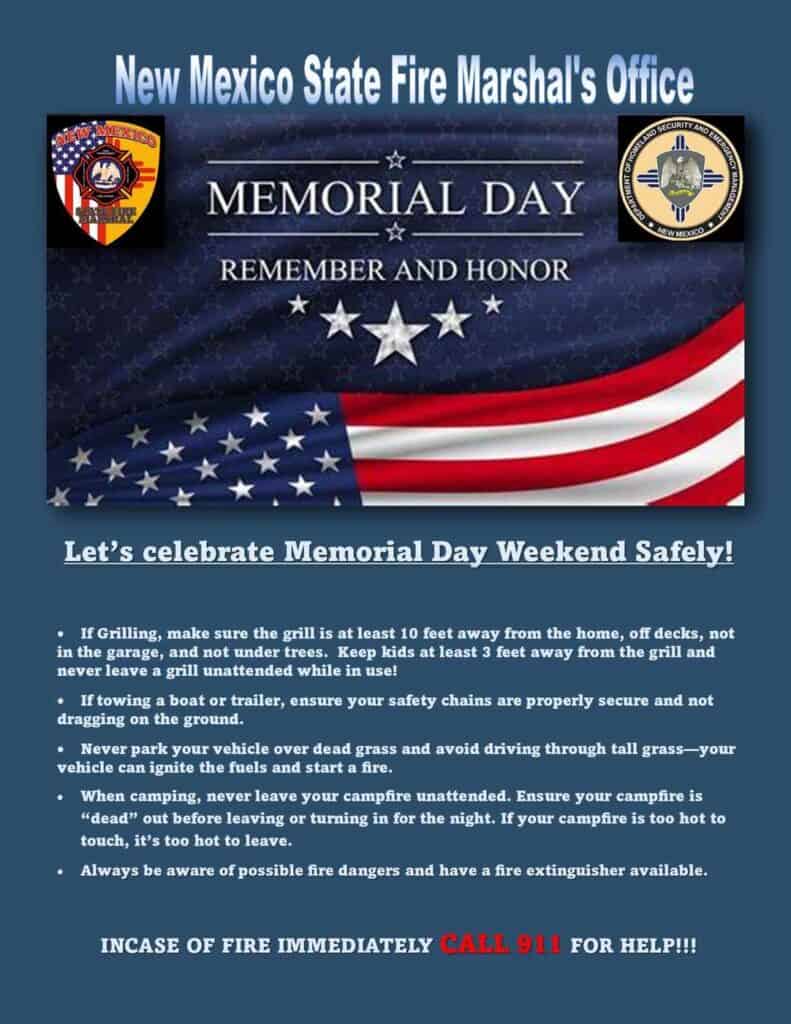 Sierra County Government › Memorial Day Weekend Fire Safety Reminders